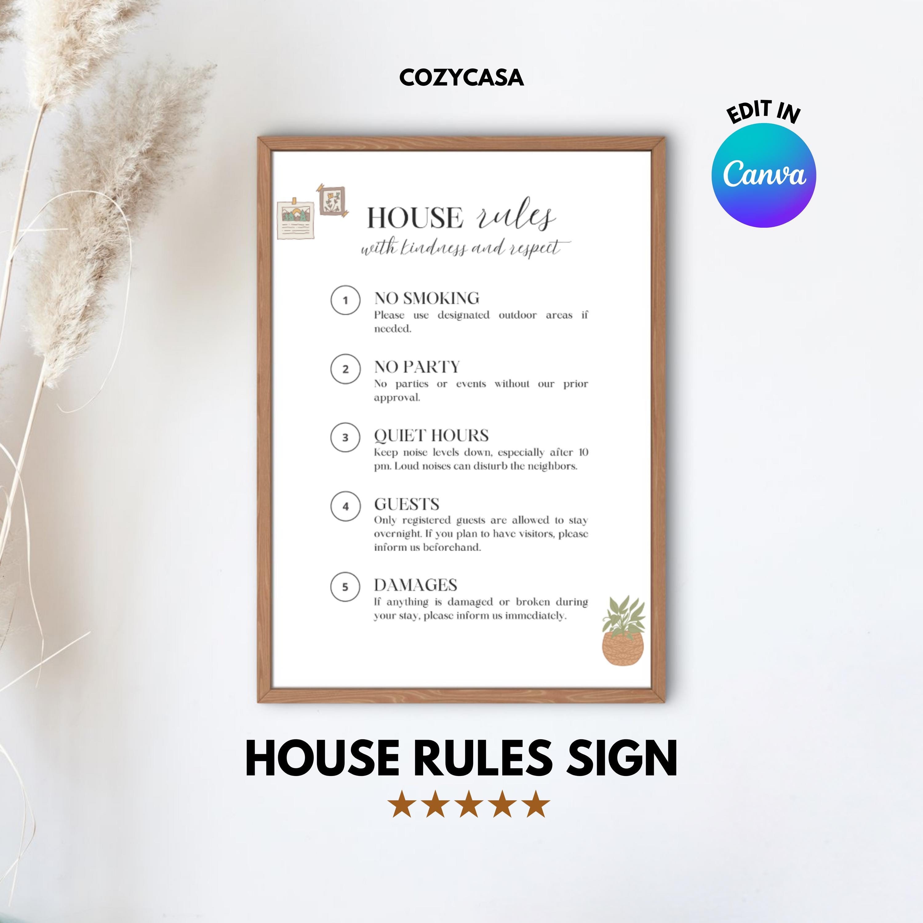 Airbnb House Rules Sign Template, City Rental (canva Editable) - Etsy