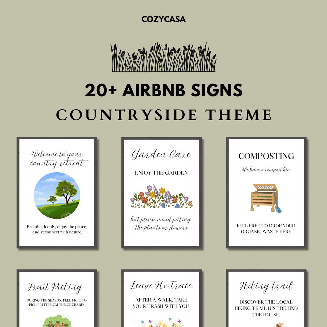 Airbnb Sign Template for Countryside Cottage Rental Rural House Airbnb ...