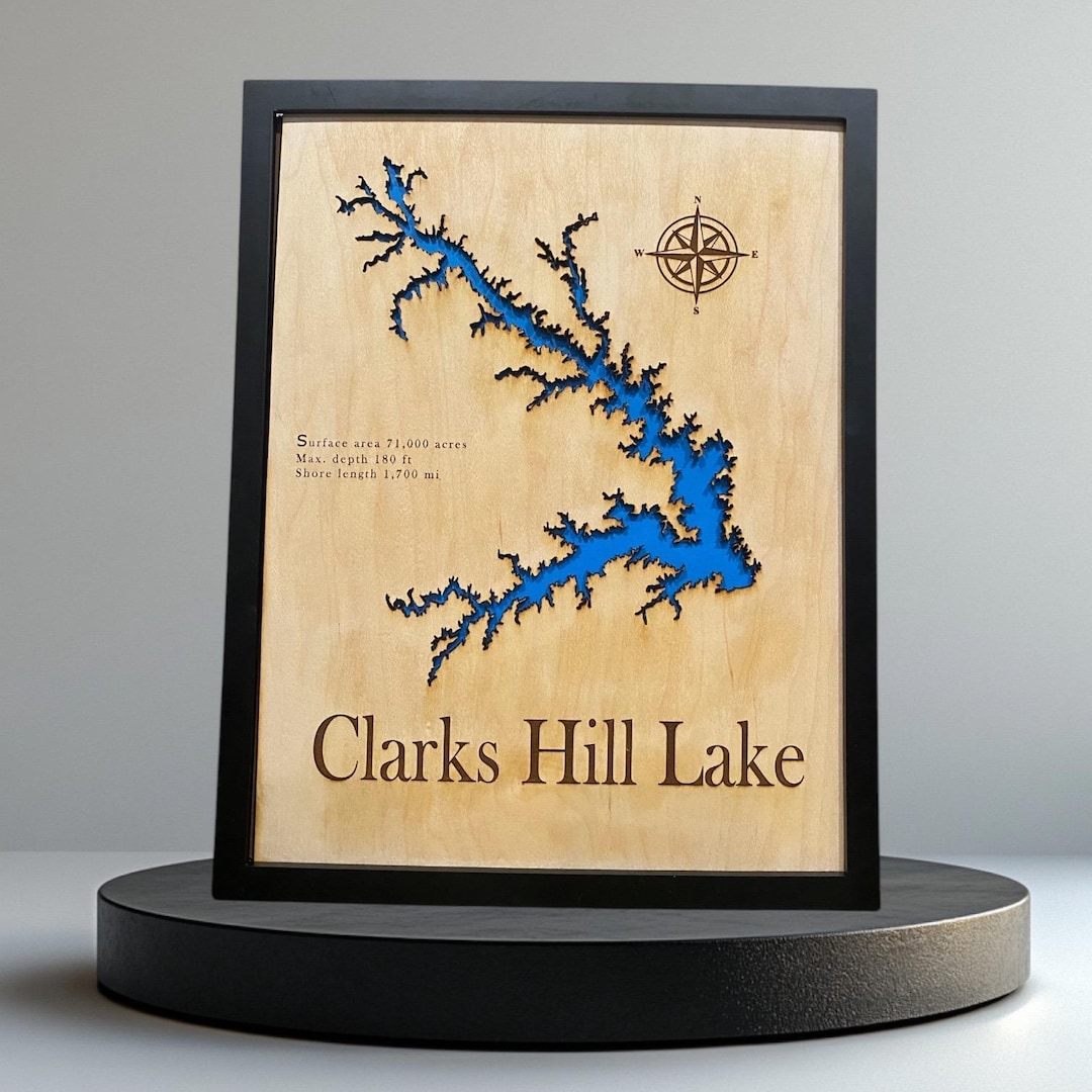 Clarks Hill Lake Map | Custom Laser Engraved Wooden Art | Custom Wood ...