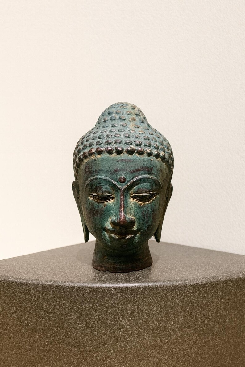 Small Buddha Head Statue, Miniature, Unique, Bronze Statue, Mini Buddha ...