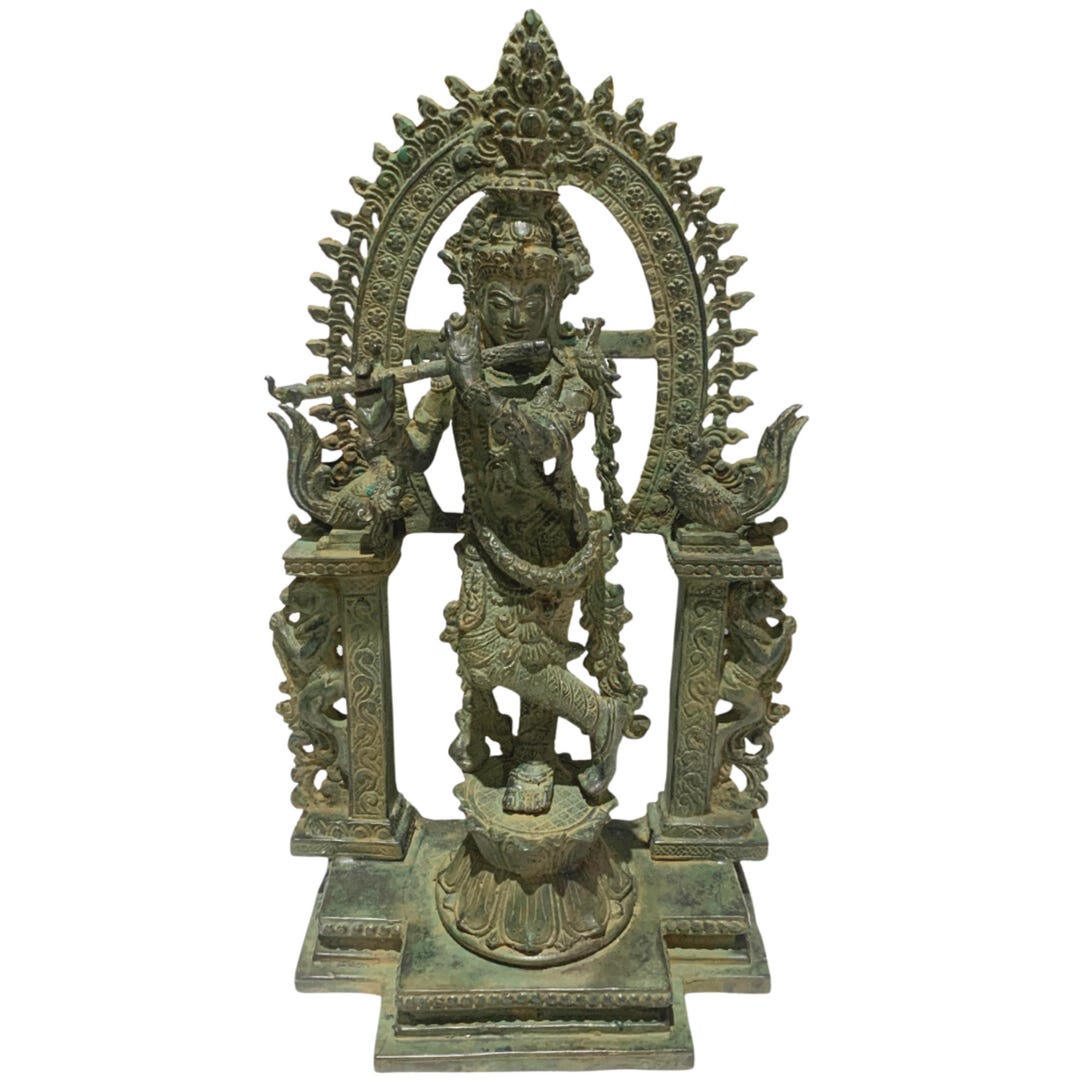 Large Lord Krishna Statue 16", Bronze Statue, Lord Statue, Hindu God ...