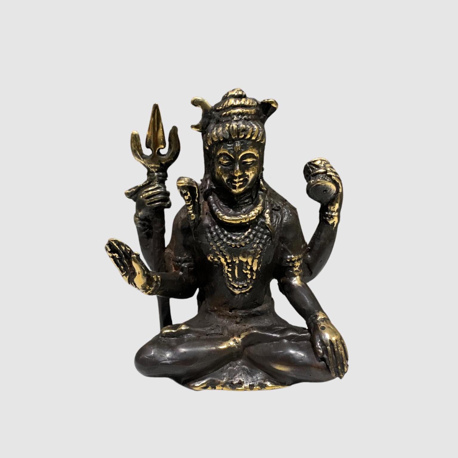 Meditating Shiva Statue 4", Bronze Statue, Lord Figurine, Hindu God ...