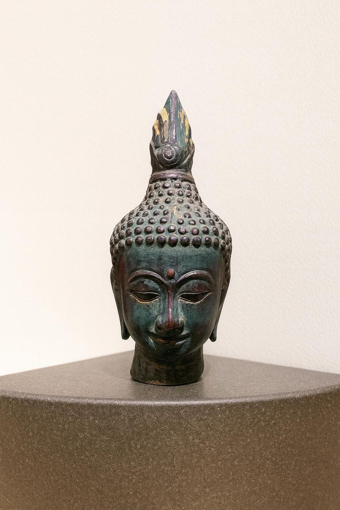 Small Buddha Head Statue, Miniature, Unique, Bronze Statue, Mini Buddha ...