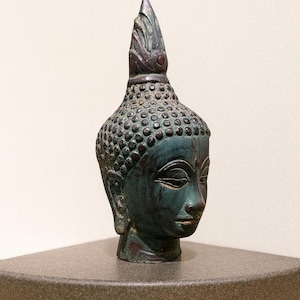 Small Buddha Head Statue, Miniature, Unique, Bronze Statue, Mini Buddha ...