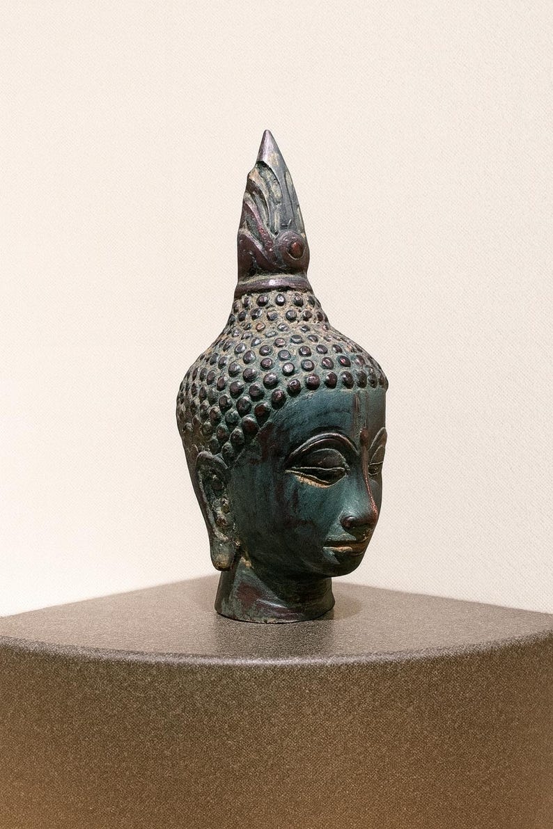 Small Buddha Head Statue, Miniature, Unique, Bronze Statue, Mini Buddha ...