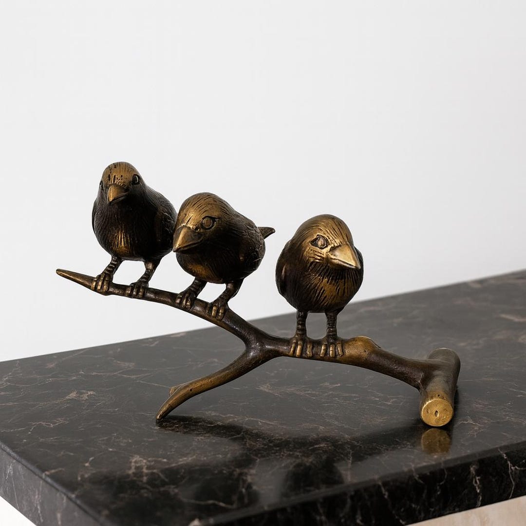 Three Bird Bronze Statue, Animal Bronze, Animal Statue, Birds Perching ...