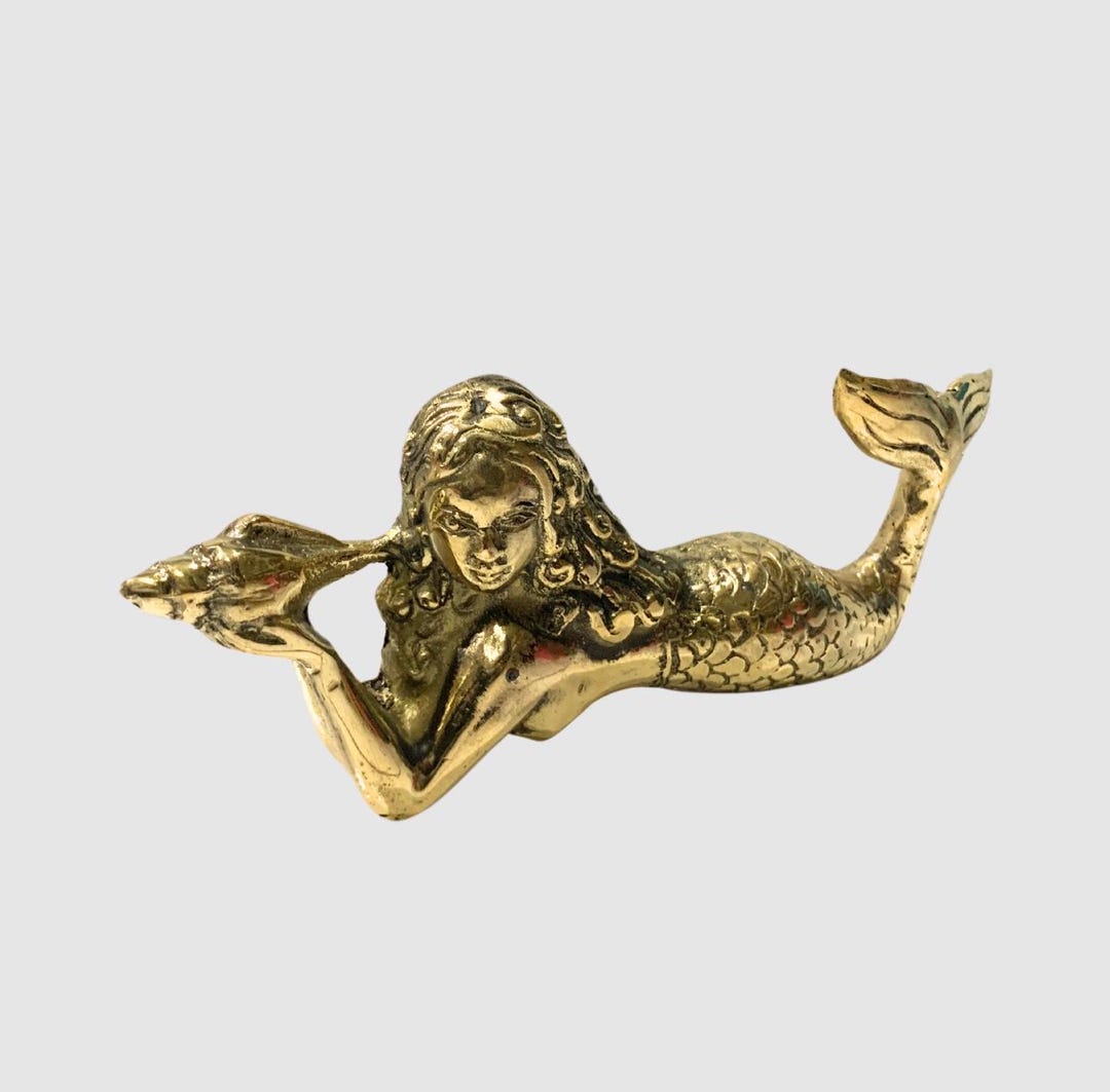 Brass Mermaid Statue, Mermaid Figurine, Bronze Statue, Sea Goddess ...