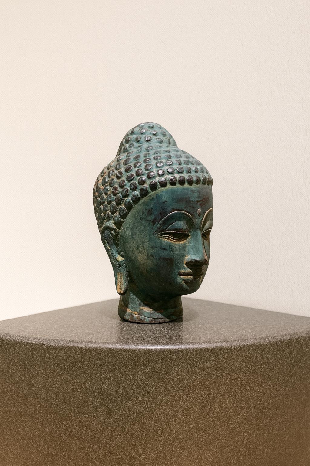 Small Buddha Head Statue, Miniature, Unique, Bronze Statue, Mini Buddha ...