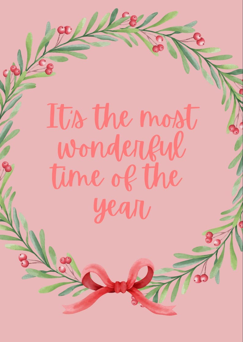 Pink Christmas Posters - Festive Wall Art, Holiday Decor, Modern Pastel ...