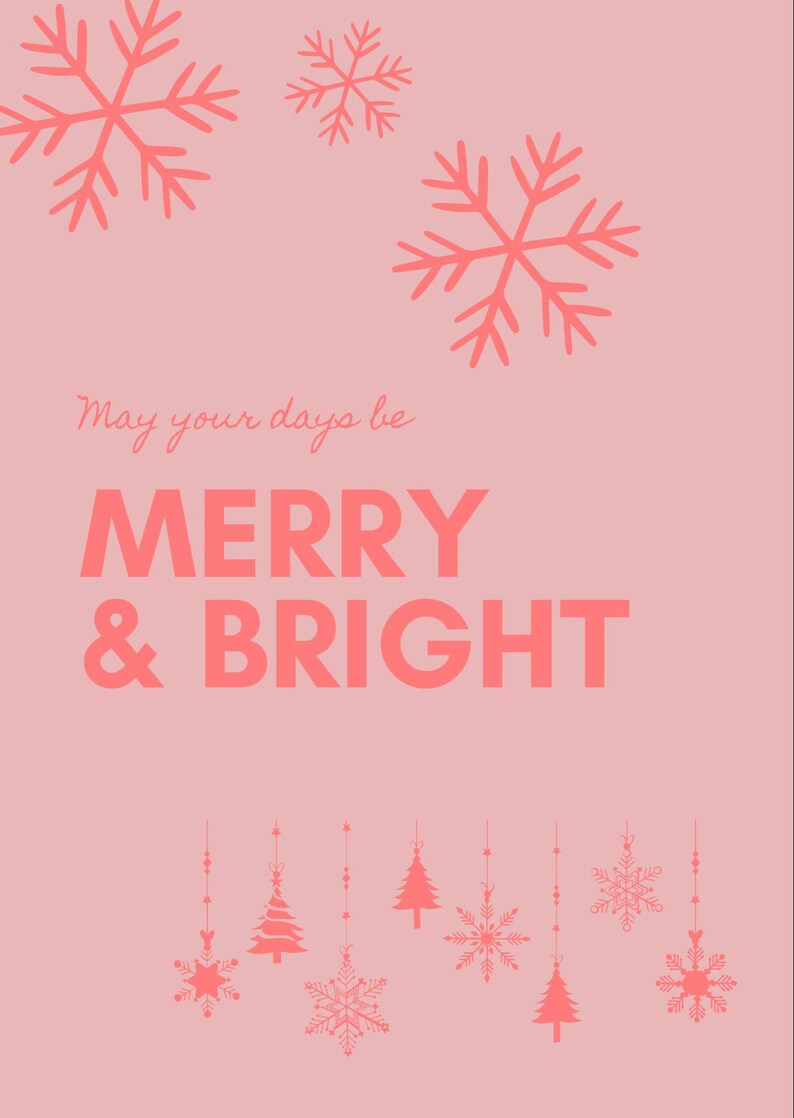 Pink Christmas Posters - Festive Wall Art, Holiday Decor, Modern Pastel ...