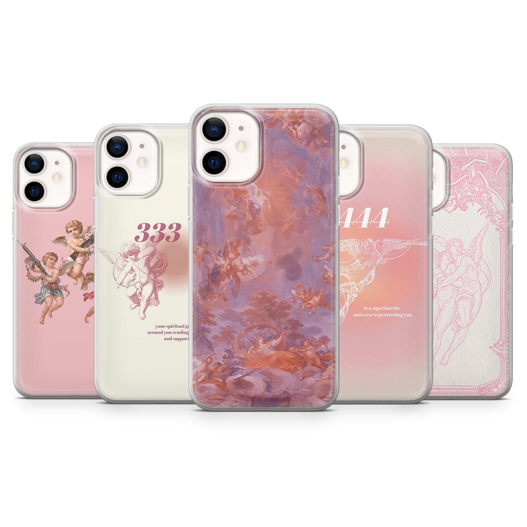 Pink Angel Phone Case Cherub Wings Prayer Cover for iPhone 16, 15, 14 ...