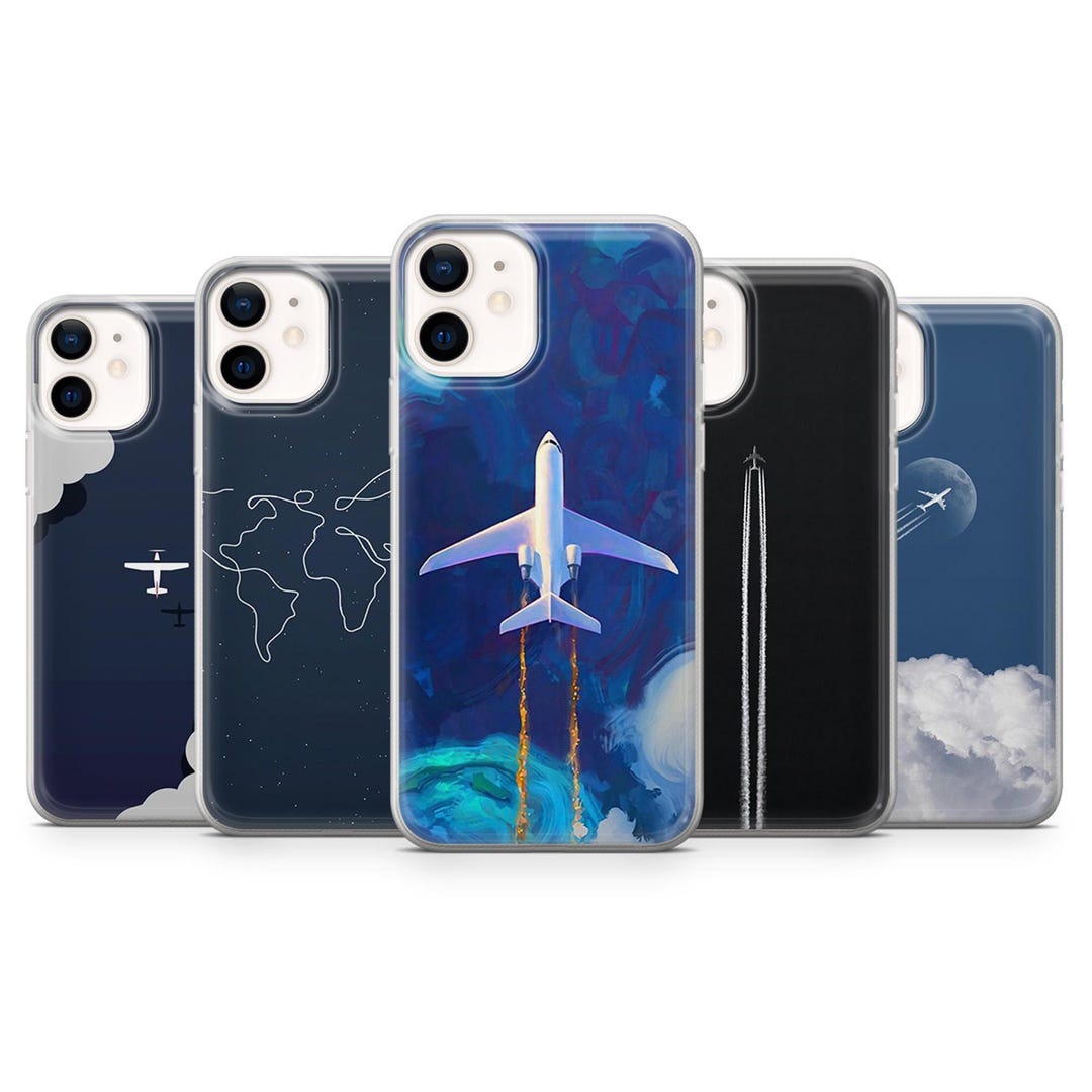 Plane Phone Case Cloud Sky Travel Map Cover for iPhone 16, 15, 14, 13 ...