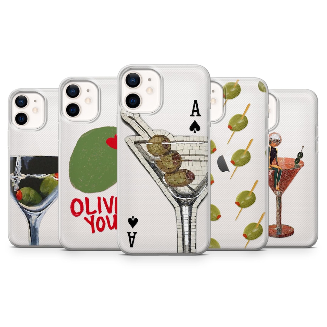 Clear Olive Phone Case Dirty Martini Fancy Cocktail Cover for iPhone 16 ...