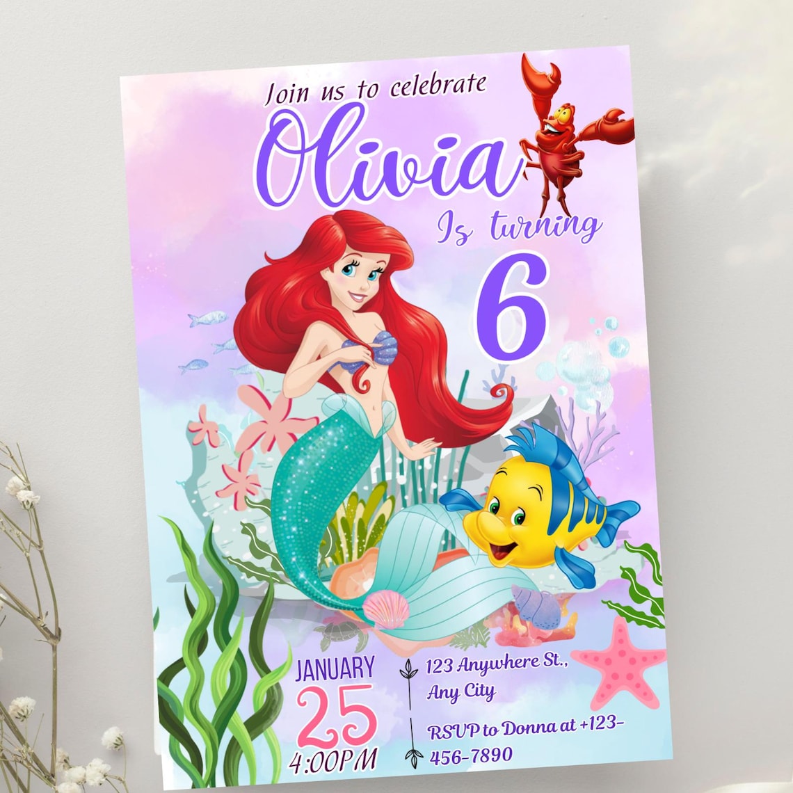 Invitación De Cumpleaños De La Sirenita, Invitación De Cumpleaños Ariel ...