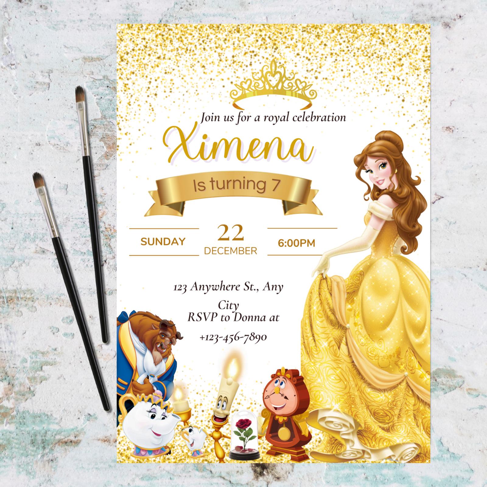 Invitación De La Bella Y La Bestia Fiesta De La Bella Y La Bestia