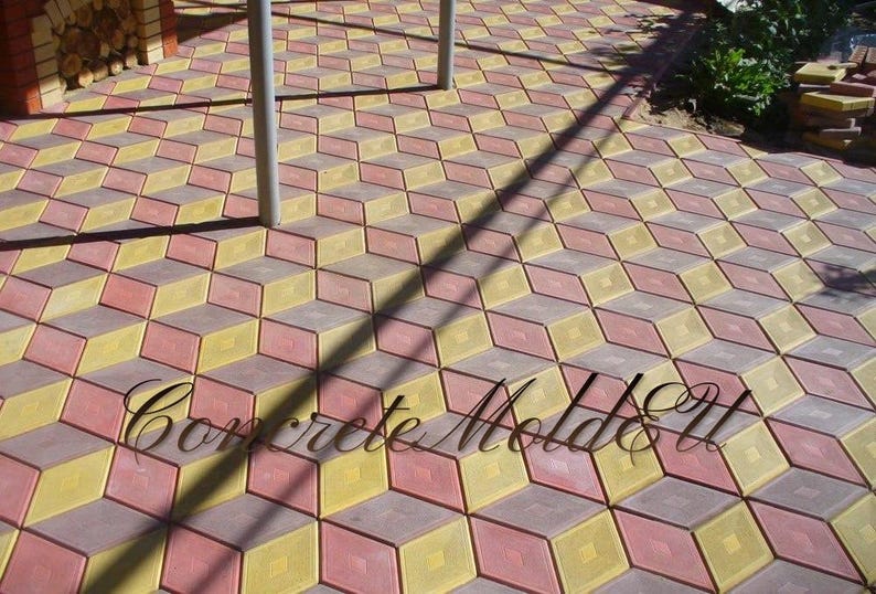Rhombus - Plastic Mold for Concrete Paving Slabs and Garden Walkway or ...