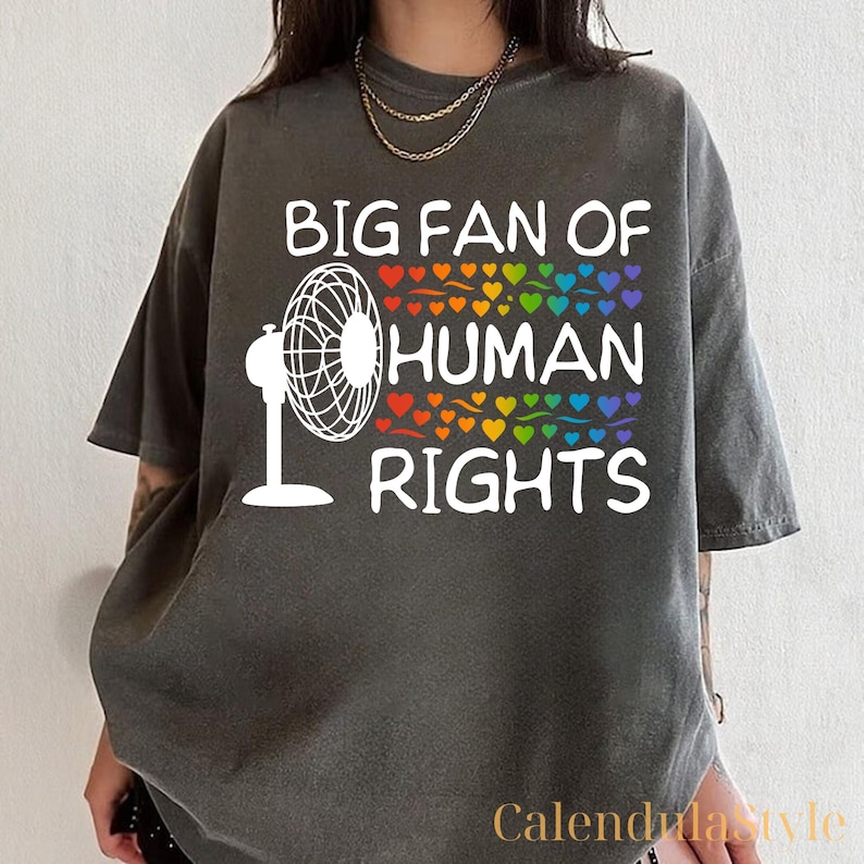 Big Fan of Human Rights Shirt, Activist Tee, Rainbow Hearts Tee ...