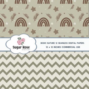 12 Boho Seamless Digital Papers,boho Nature, Boho Scrapbook Paper, Boho ...