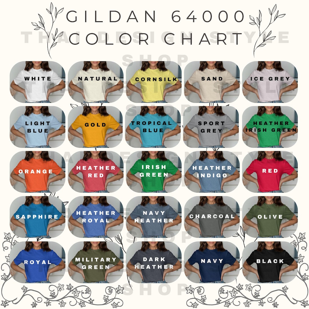 Gildan 64000 Color Chart, Gildan Color Chart, Gildan T-shirt Color ...
