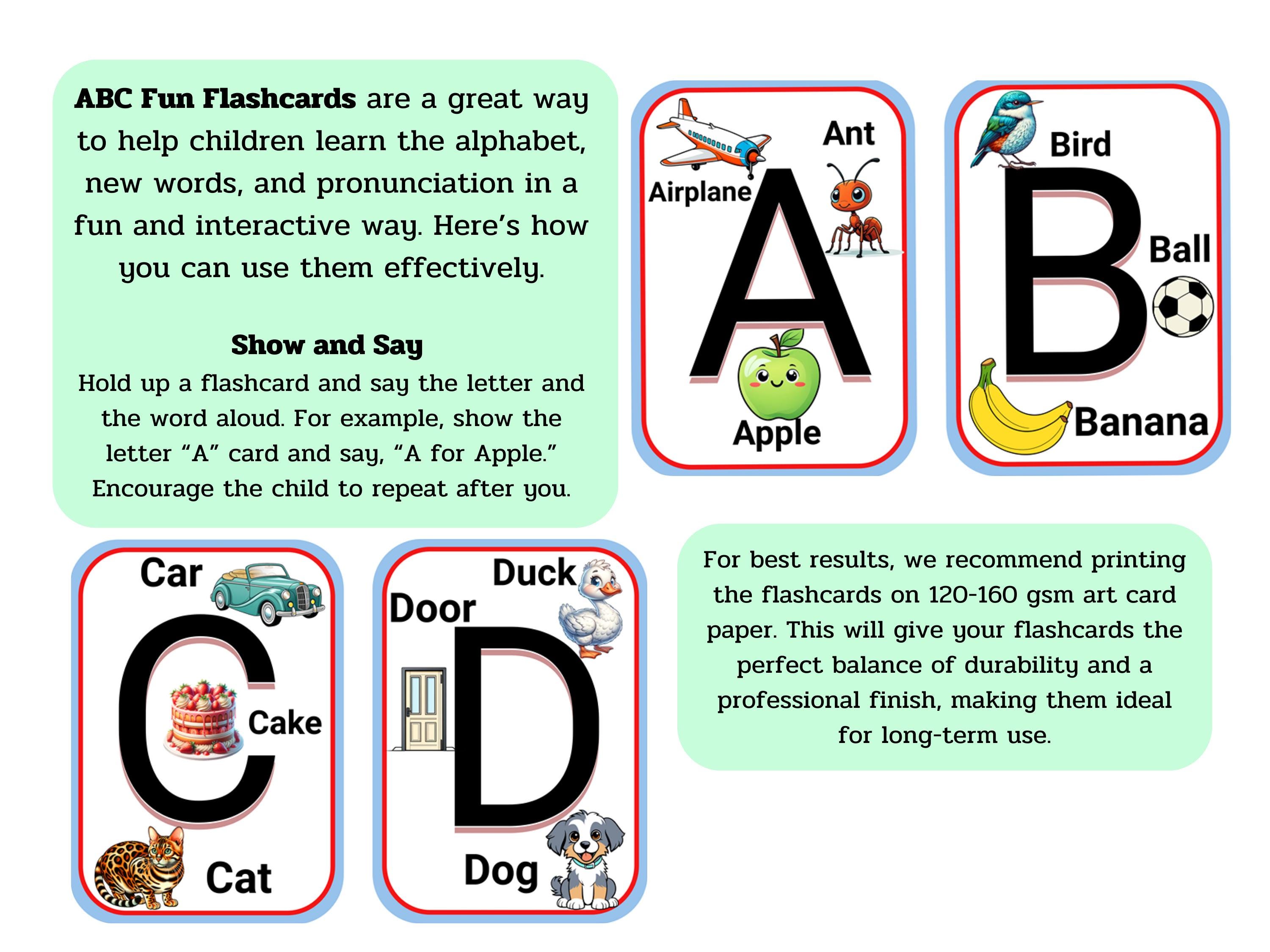 Printable ABC Flashcards – Digital Alphabet Learning for Kids Preschool ...