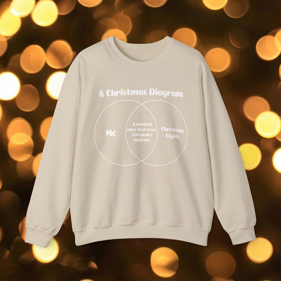Christmas Lights Venn Diagram Sweatshirt, Funny Holiday Jumper, Winter ...