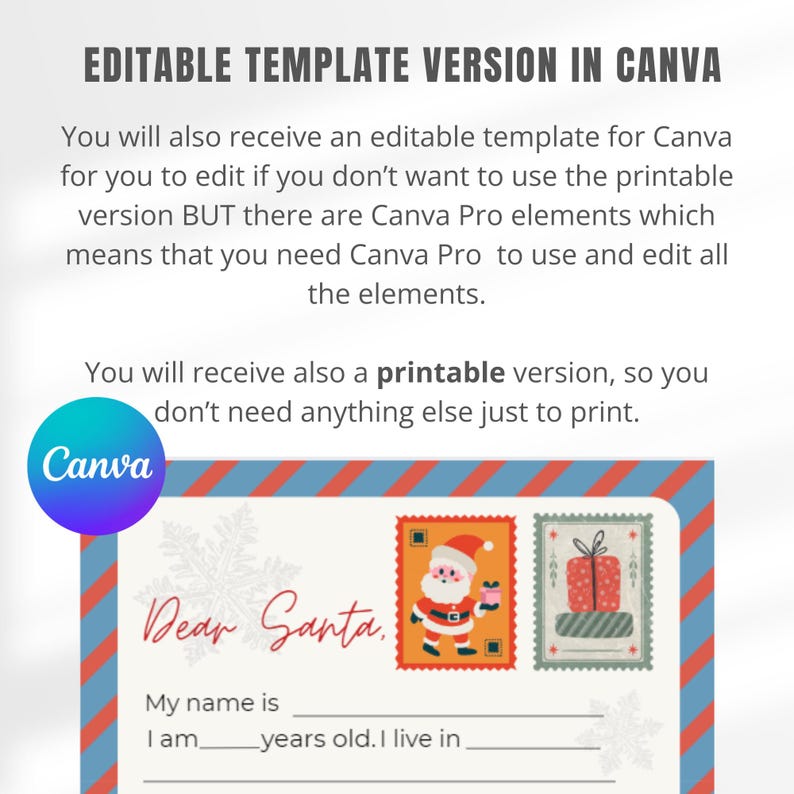 Printable Christmas Letter to Santa Christmas Wish List to Santa ...