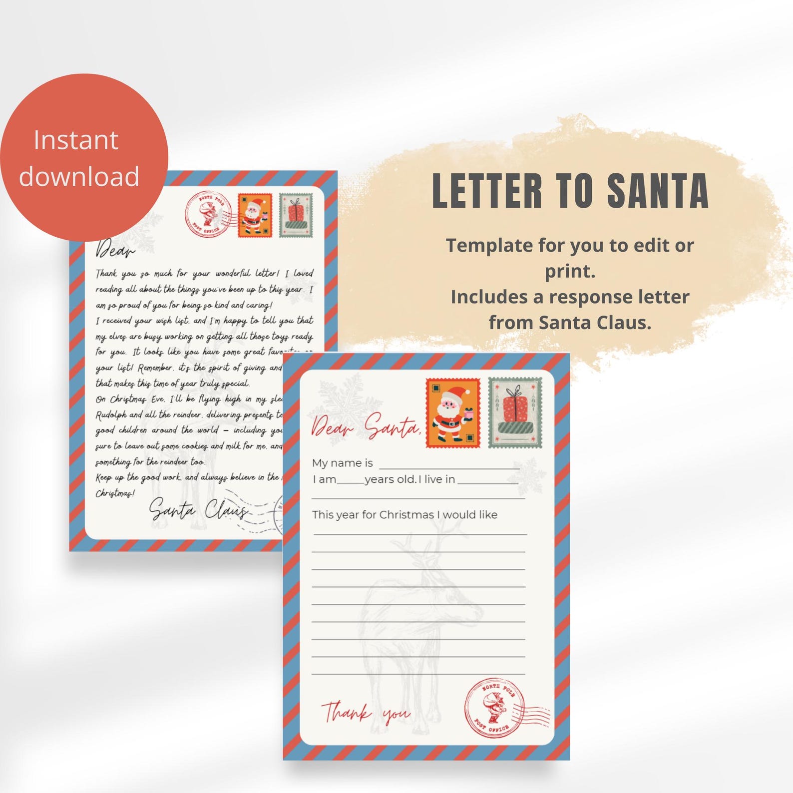 Printable Christmas Letter to Santa Christmas Wish List to Santa ...