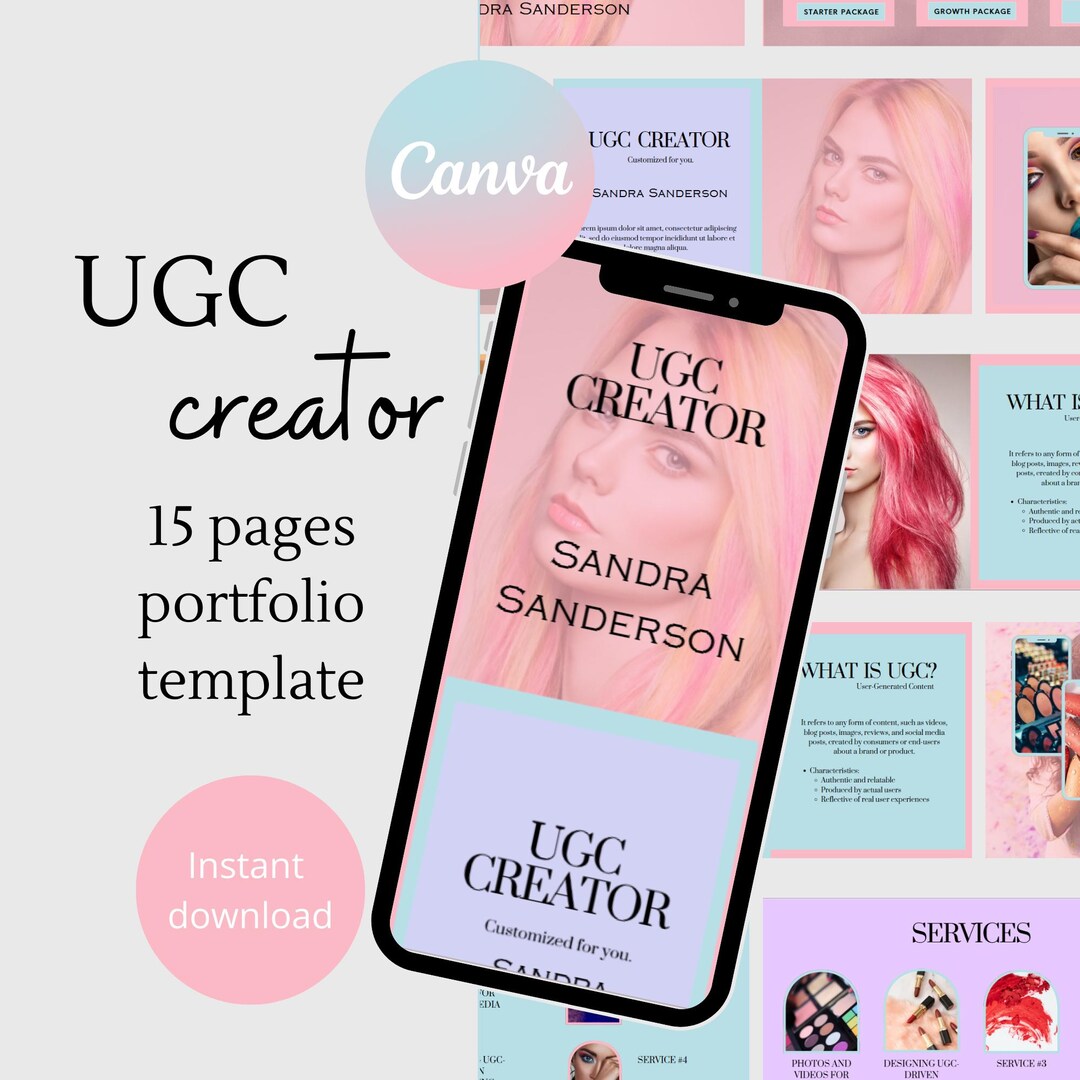 Colorful UGC Portfolio Template Canva UGC Beauty Website Template UGC ...