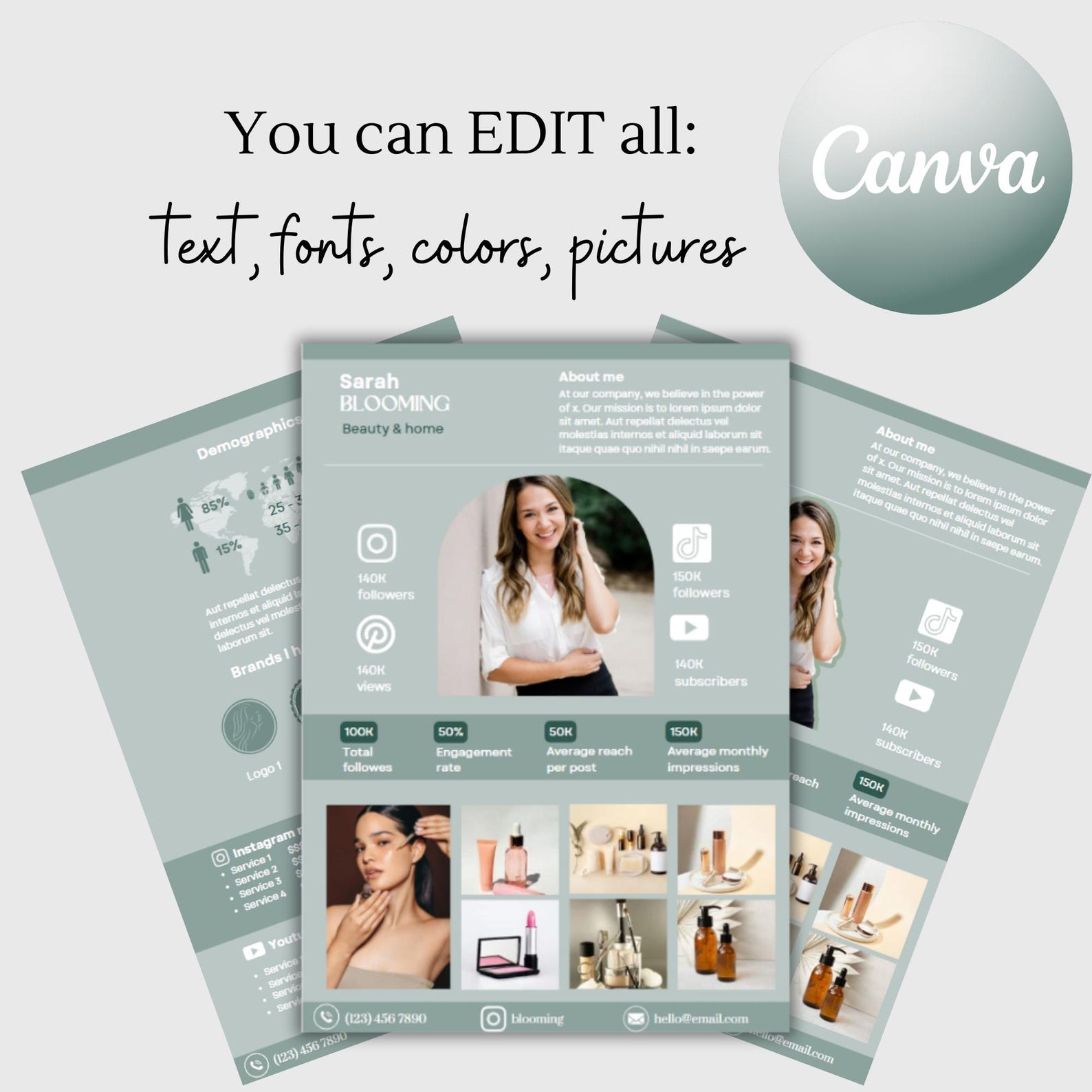 Media Kit Template Canva Rate Sheet Template Instagram Media Kit ...