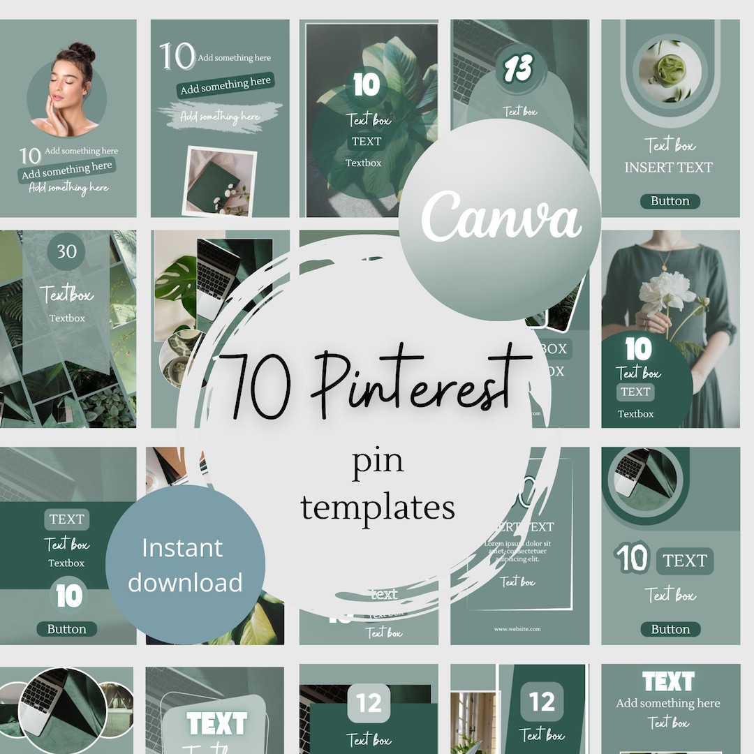 Green Pinterest Template Canva Pinterest Pin Templates Editable ...
