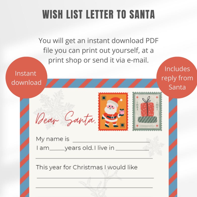 Printable Christmas Letter to Santa Christmas Wish List to Santa ...