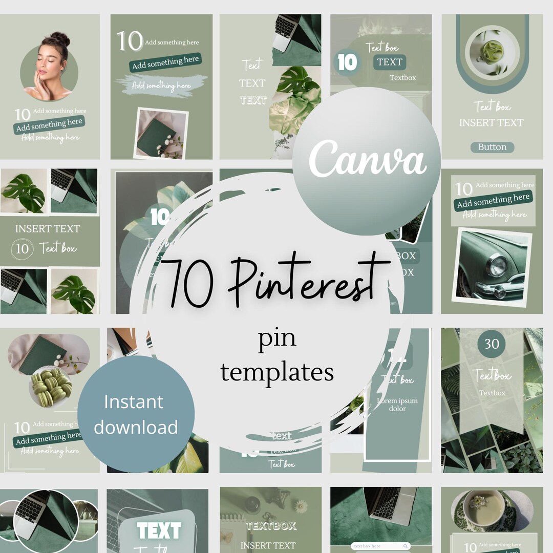 Green Pinterest Template Canva Pinterest Pin Templates Editable ...