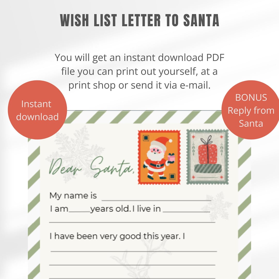 Printable Christmas Letter to Santa Christmas Wish List to Santa ...
