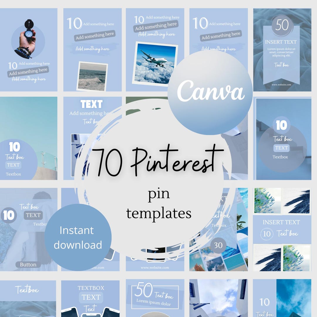 Blue Travel Pinterest Template Canva Pinterest Pin Templates Editable ...