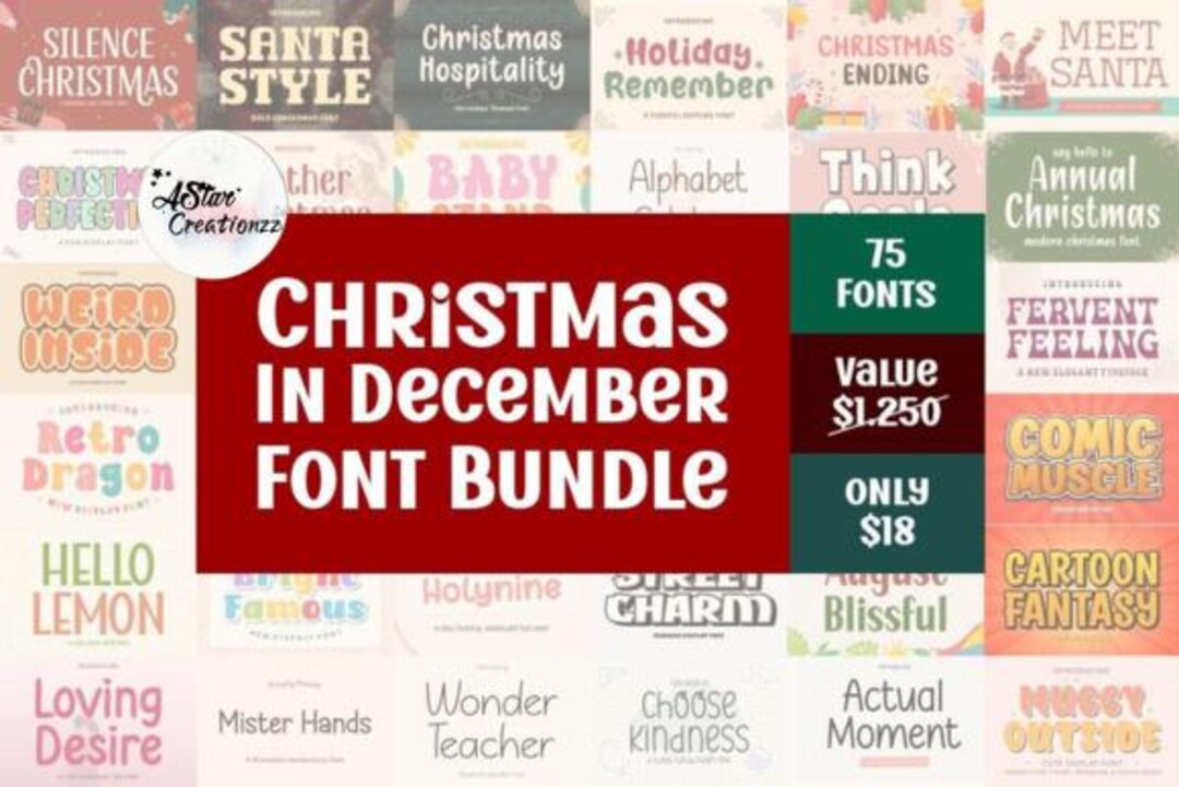 Christmas in December Font Bundle - 75 Festive Holiday Fonts for ...