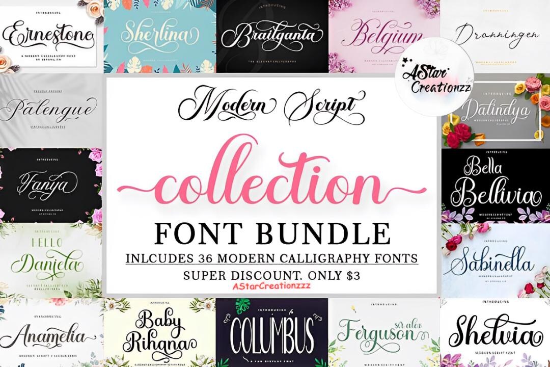 Modern Script Font Bundle: 36 Calligraphy Fonts (digital Download) - Etsy