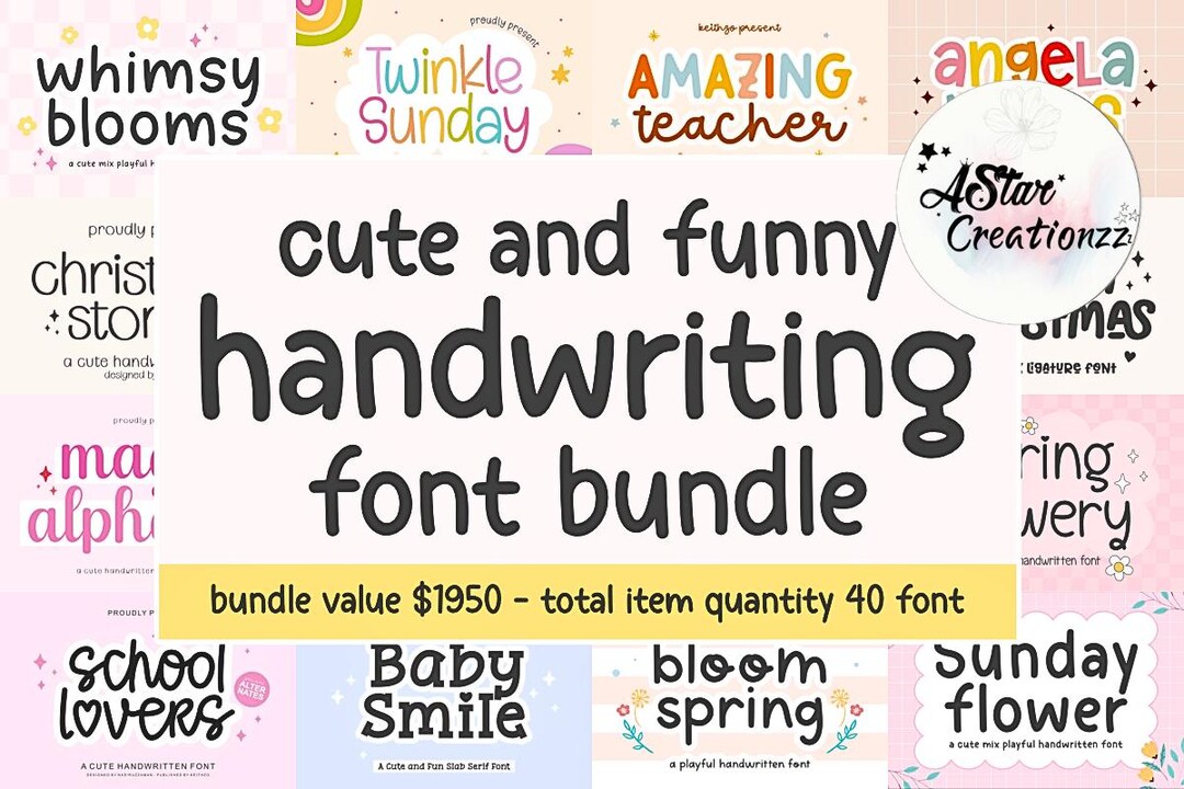 Handwriting Font Bundle | Cute Script Fonts for Cricut & Procreate - Etsy