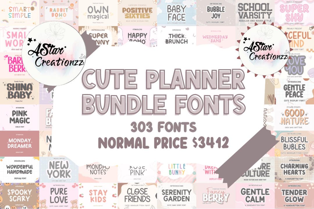 Cute Planner Fonts Bundle – 303 TTF, OTF & WOFF Fonts - Etsy
