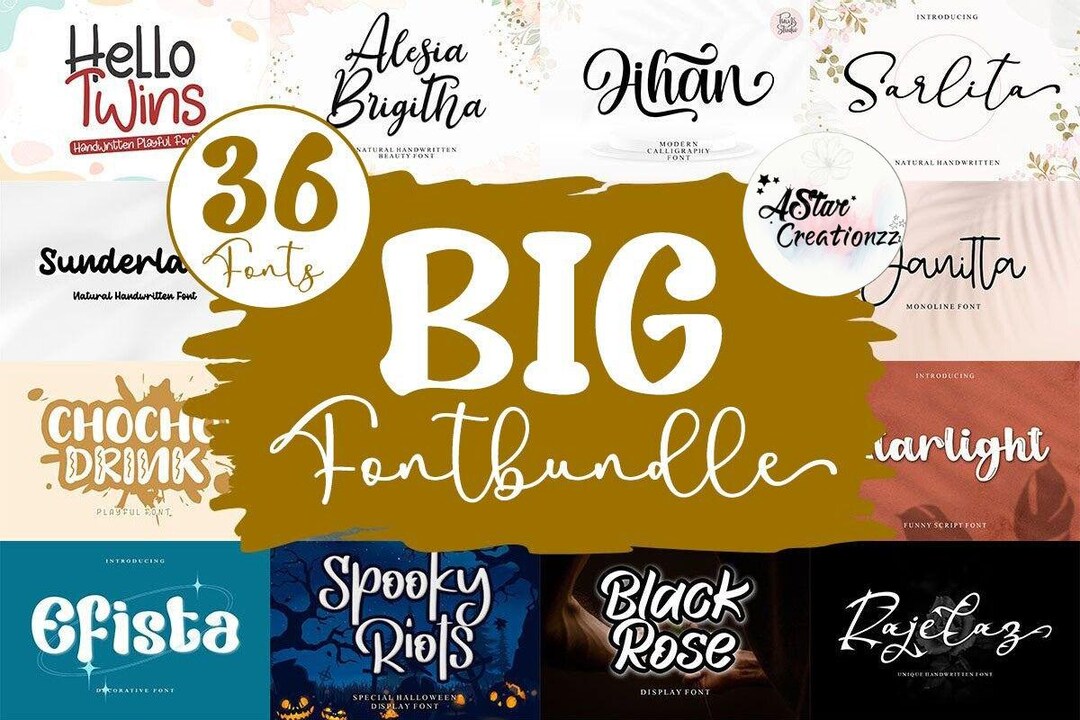Big Font Bundle 36 Unique Typefaces for Branding, Logo Design ...