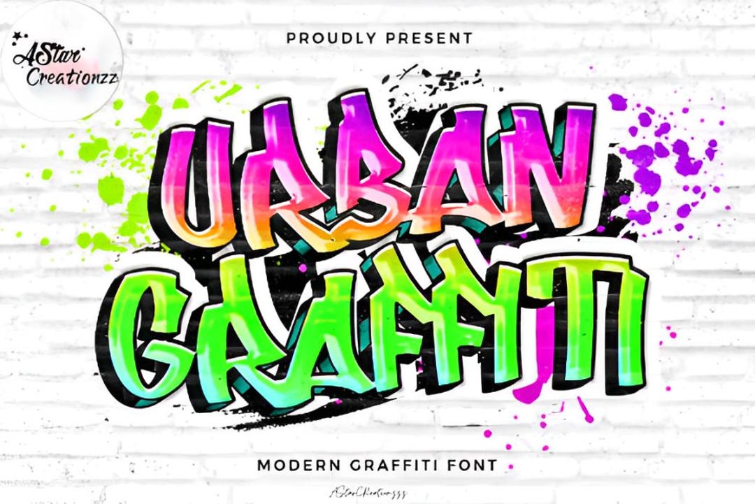 Urban Graffiti Font: Street Art Style, Bold Alphabet - Etsy