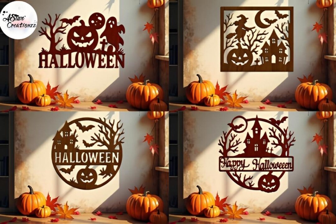 Spooky Halloween Laser Cut SVG Bundle, Haunted House, Witches, Pumpkins ...