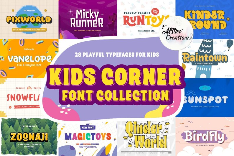Kids Font Bundle: 28 Playful Fonts, Handwritten & Cricut Fonts - Etsy ...