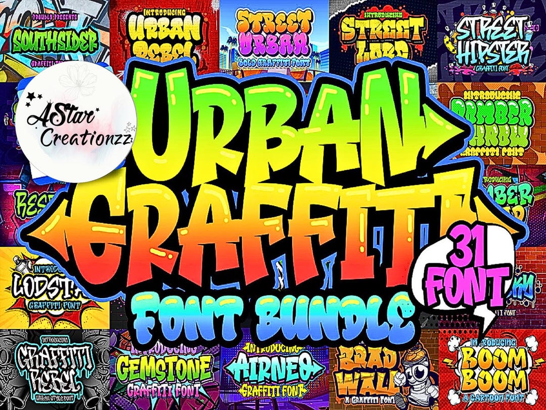 Urban Graffiti Font Bundle: 31 Street Art Fonts - Etsy