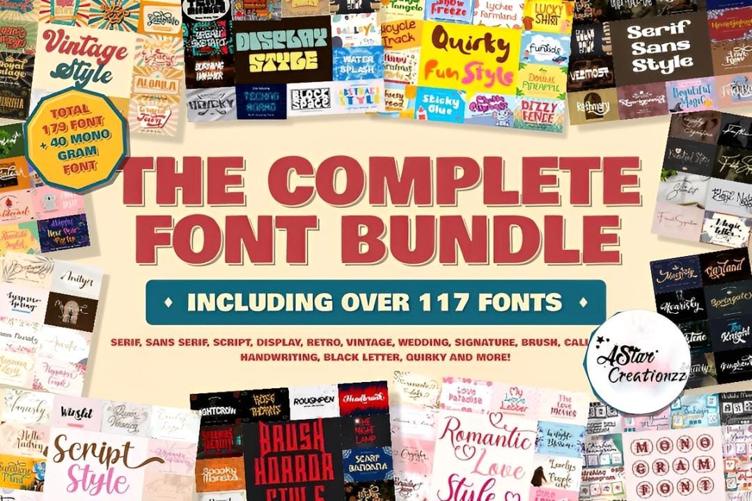 117 Font Bundle, Handwritten Scripts, Display Fonts - Etsy Australia