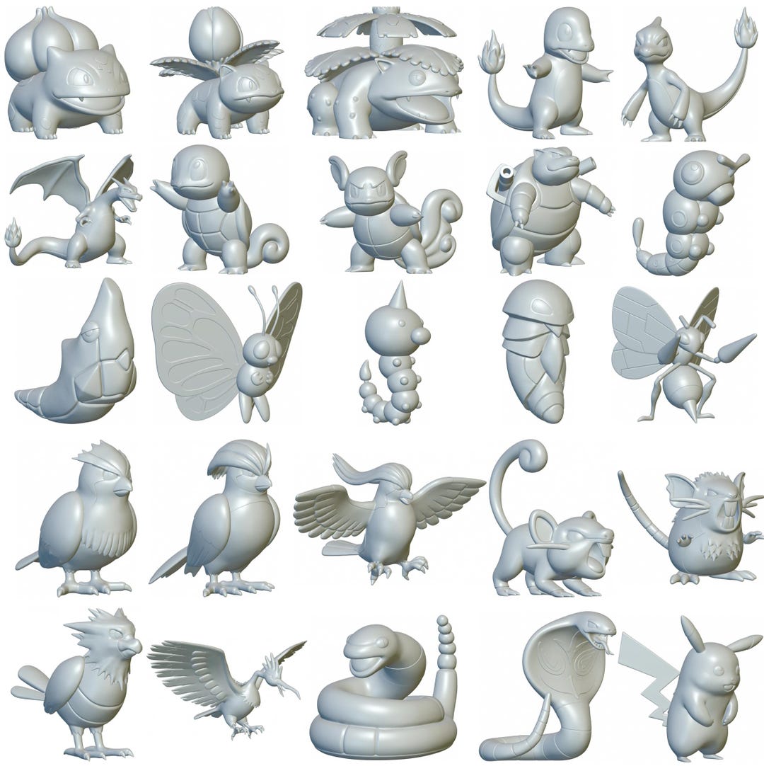 Pokemon Gen 1 Set Improved for 3D Printing Ready in STL Format - Etsy UK