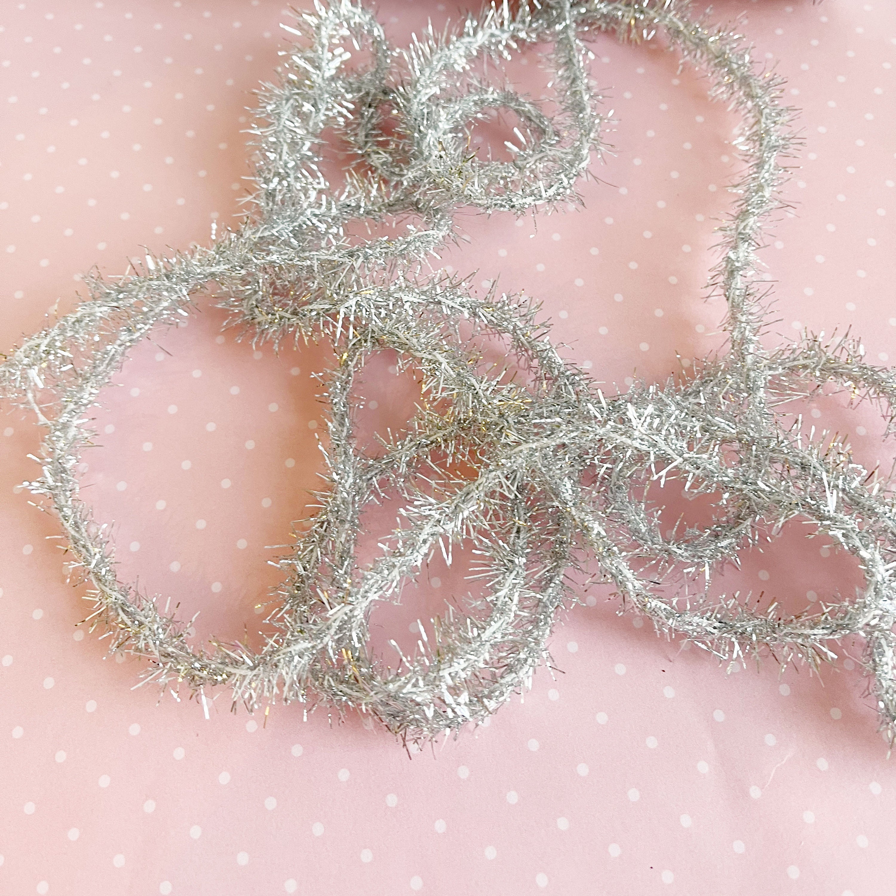 5 Yards Glittery Vintage Style 1/2" SILVER Tinsel Garland Trim Ribbon ...