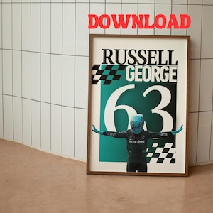 Digital Download George Russell With Number A4 Print | 63, for Dorm ...