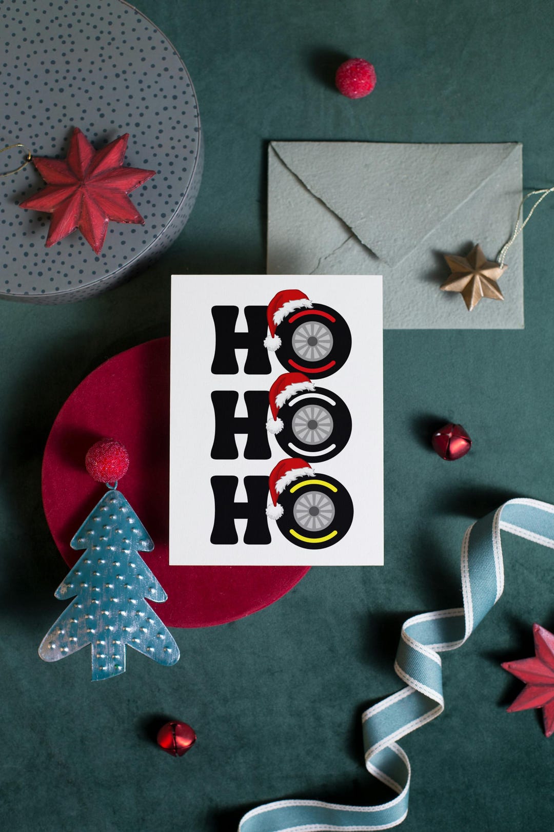 Formula 1 Christmas Card: Ho Ho Ho Tire Pun, Racing Gift - Etsy