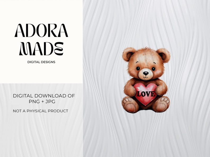 Love Watercolor Teddy Bear Clipart, Baby Shower Clipart, Boho Teddy ...