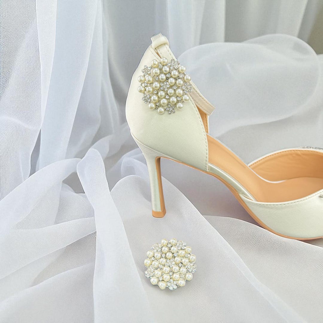 Pearl Bridal Shoe Clips – Round Crystal Wedding Shoe Accessories ...